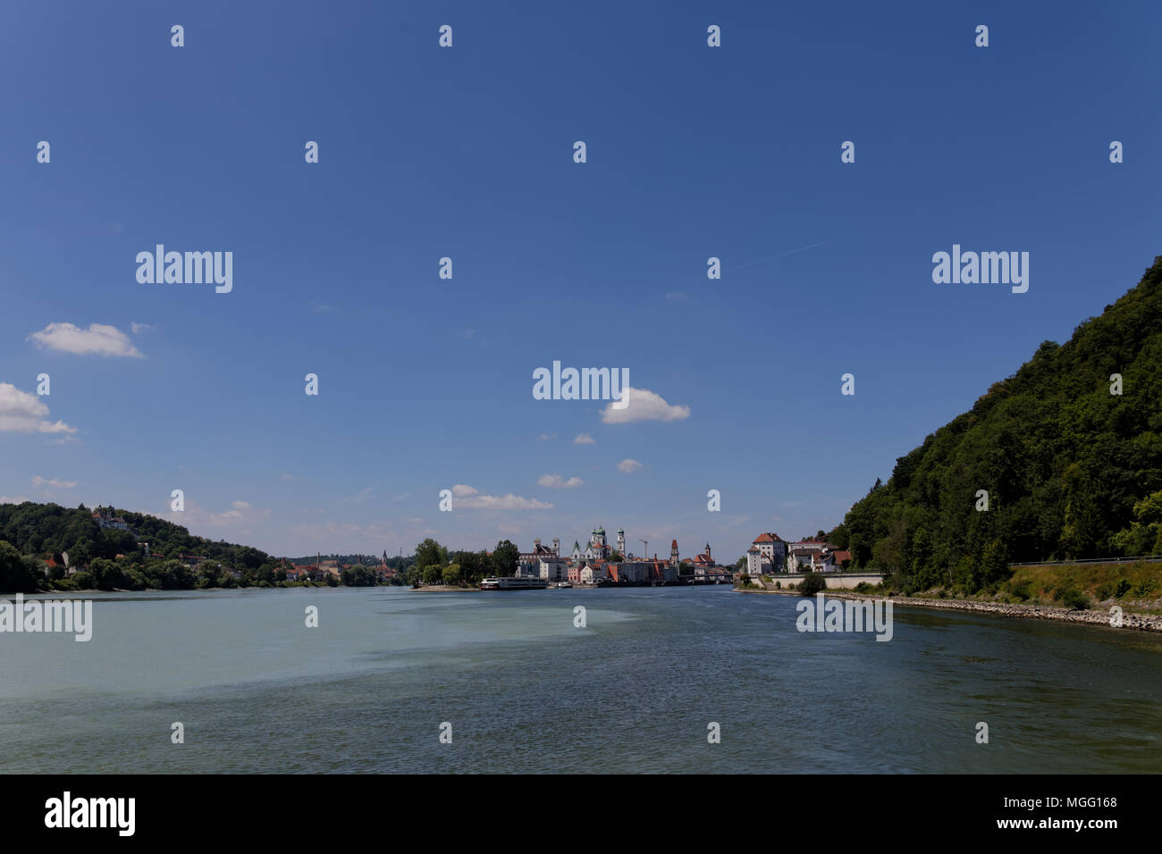 Passau - City of Three Rivers. Passau - Dreiflüssestadt. Dreiflüsseeck ...