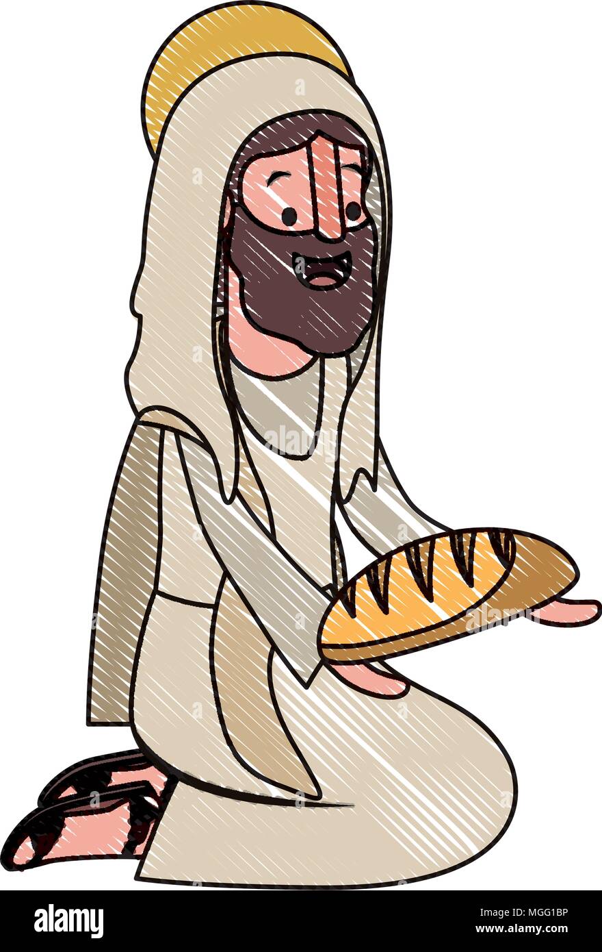 Jesus christ on knees with bread avatar character Stock Vector Image ...