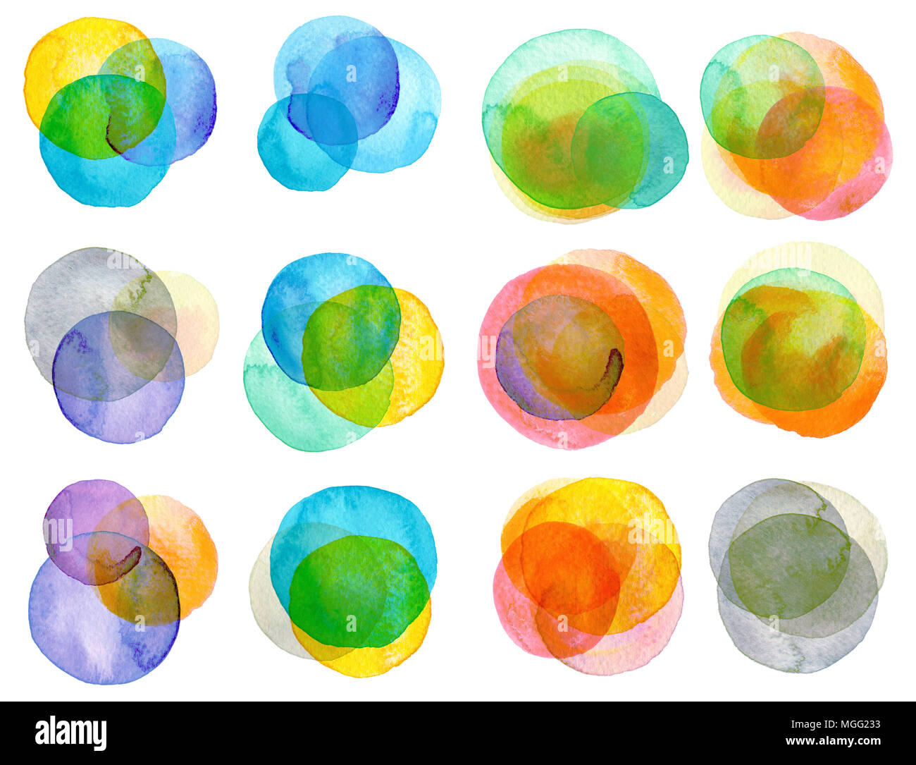 Watercolor hand painted circles collection Stock Photo - Alamy