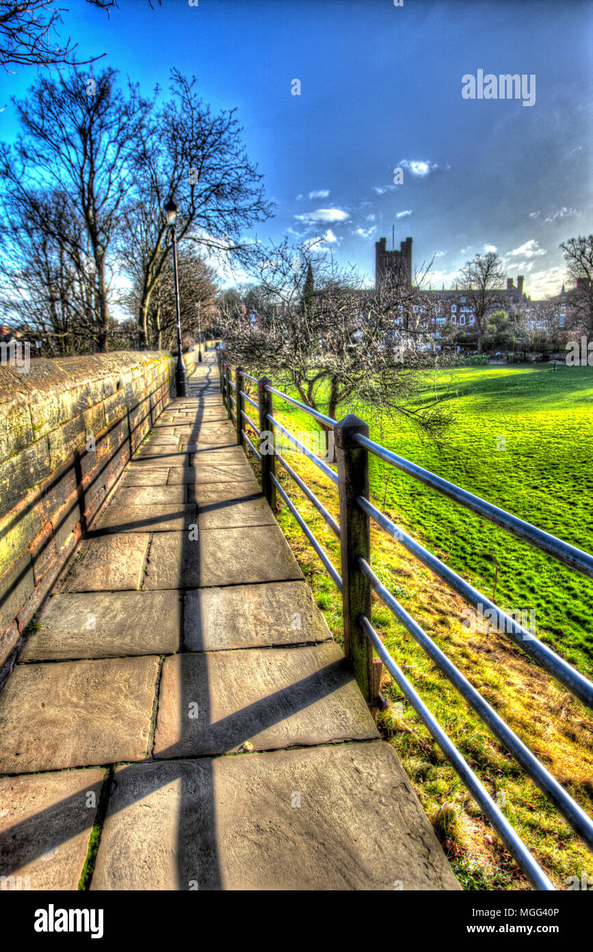 City of Chester, England. Artistic silhouetted view of Chester City ...
