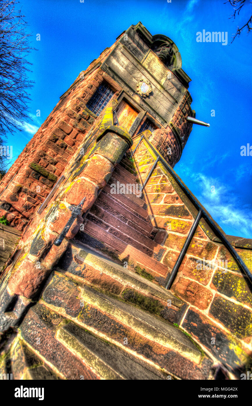 City of Chester, England. Artistic angled view of the historic Phoenix ...
