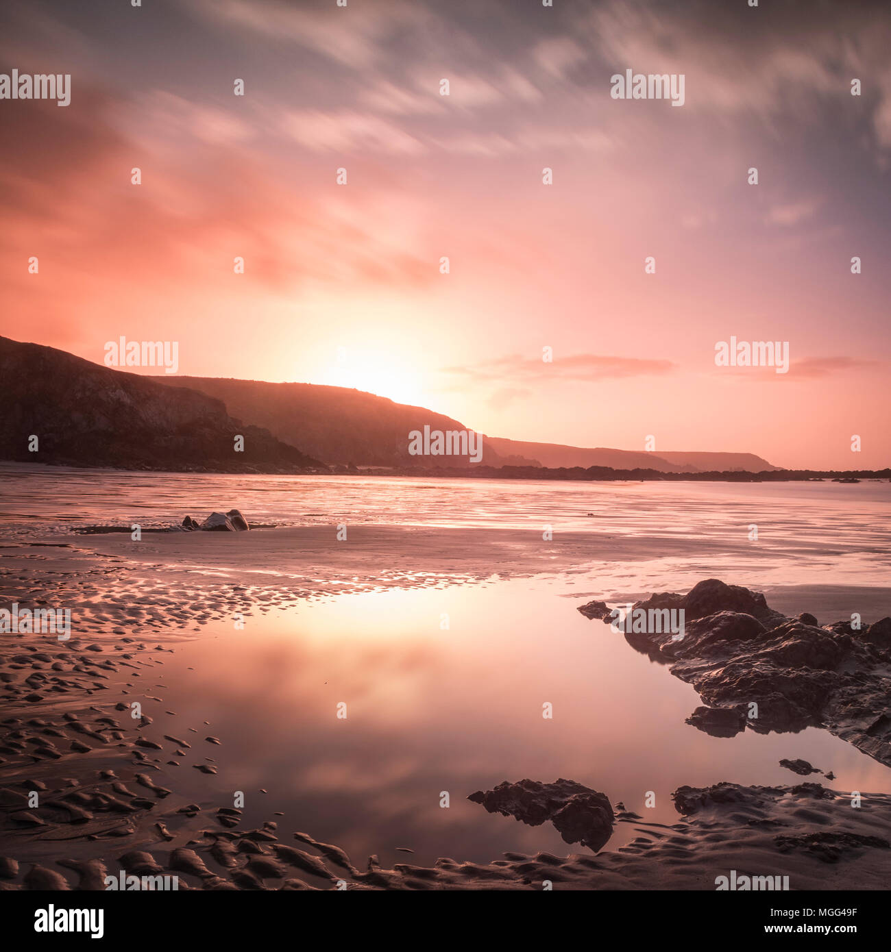 Sunrise at Kannack Sands, Cornwall Stock Photo - Alamy
