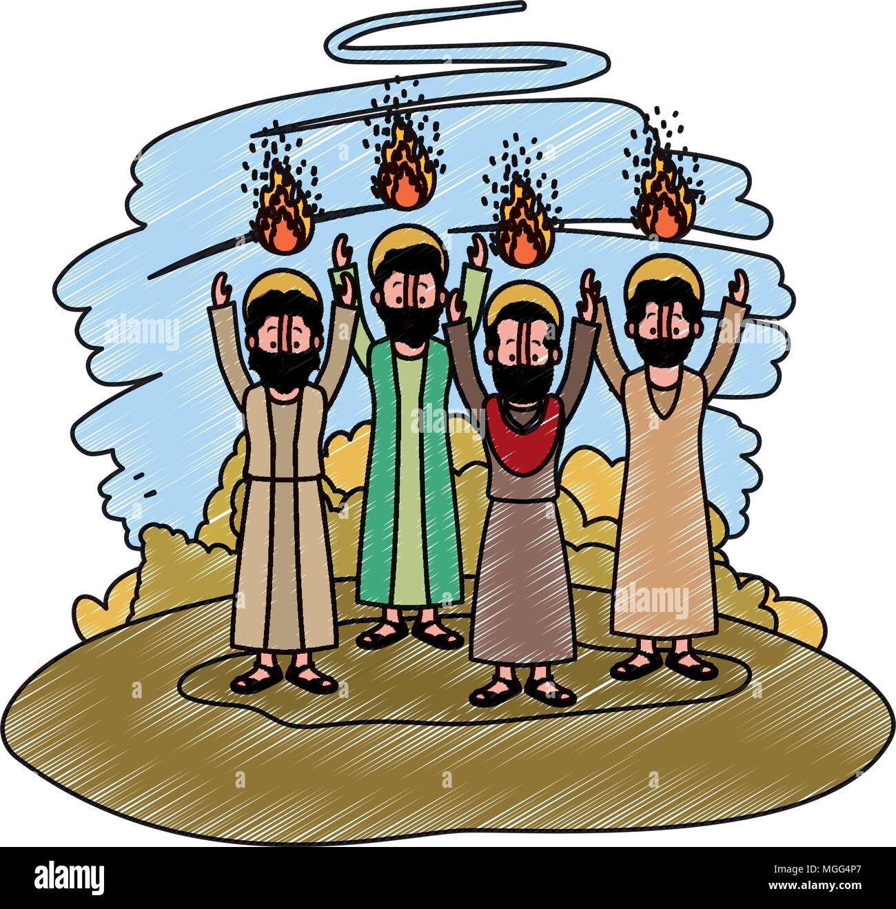 apostles group pentecost in the camp Stock Vector Image & Art - Alamy