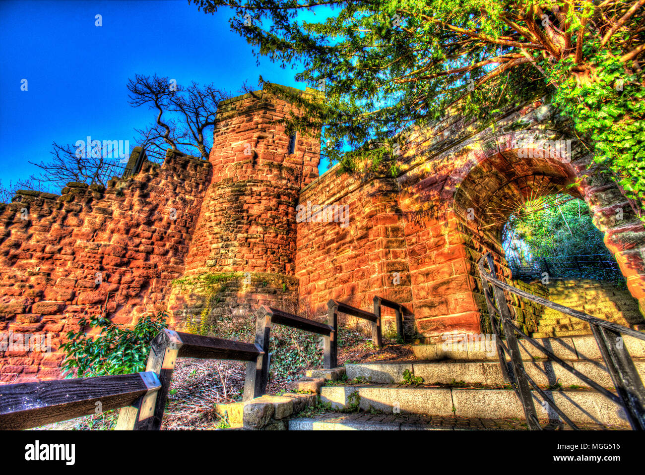City of Chester, England. Artistic view of steps leading from Water ...