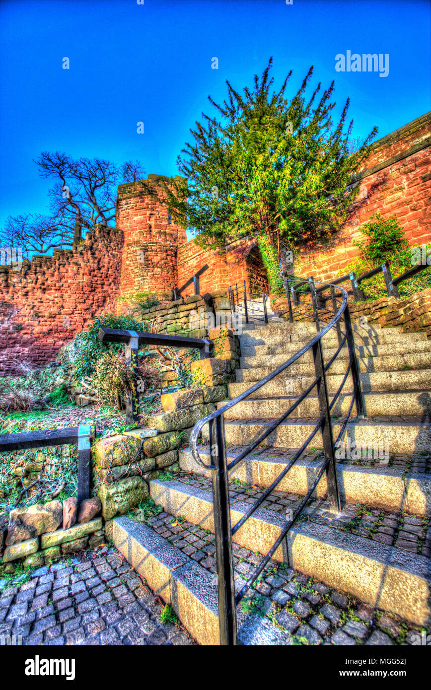 City of Chester, England. Artistic view of steps leading from Water ...