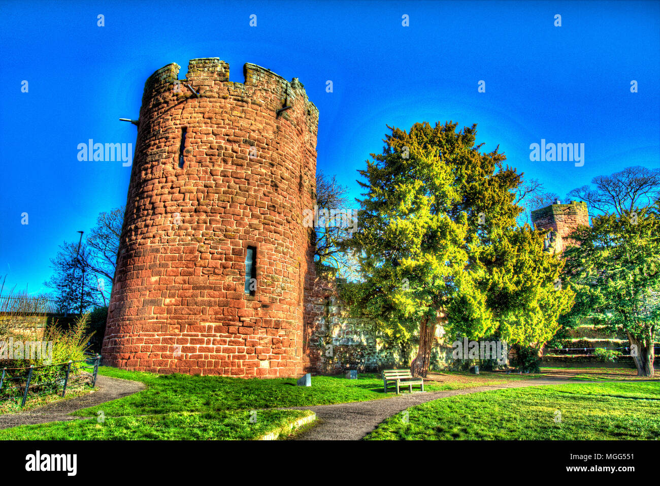 City of Chester, England. Artistic view of Water Tower Gardens with the ...