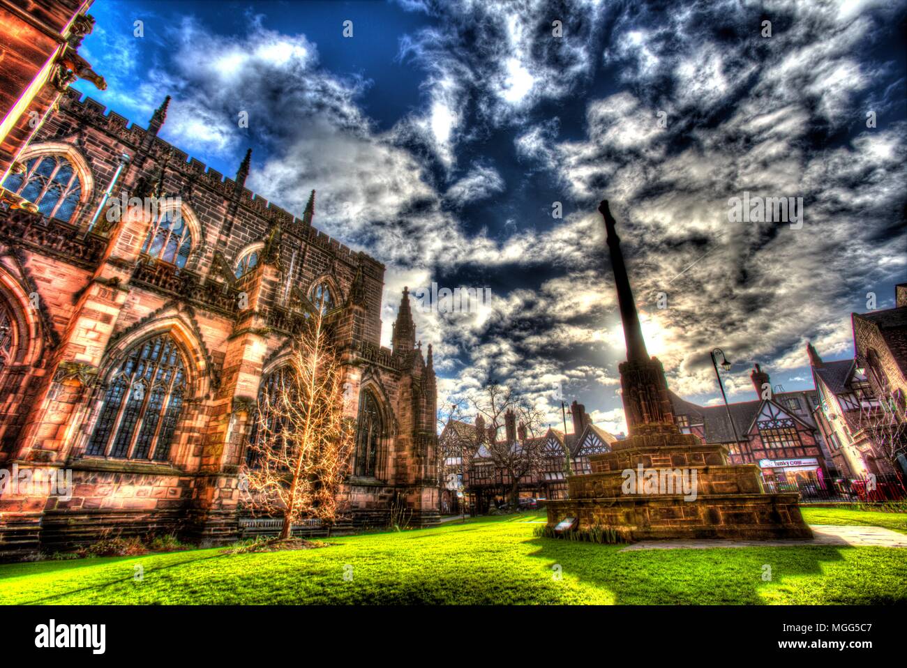 City of Chester, England. Artistic view of the memorial cross in ...