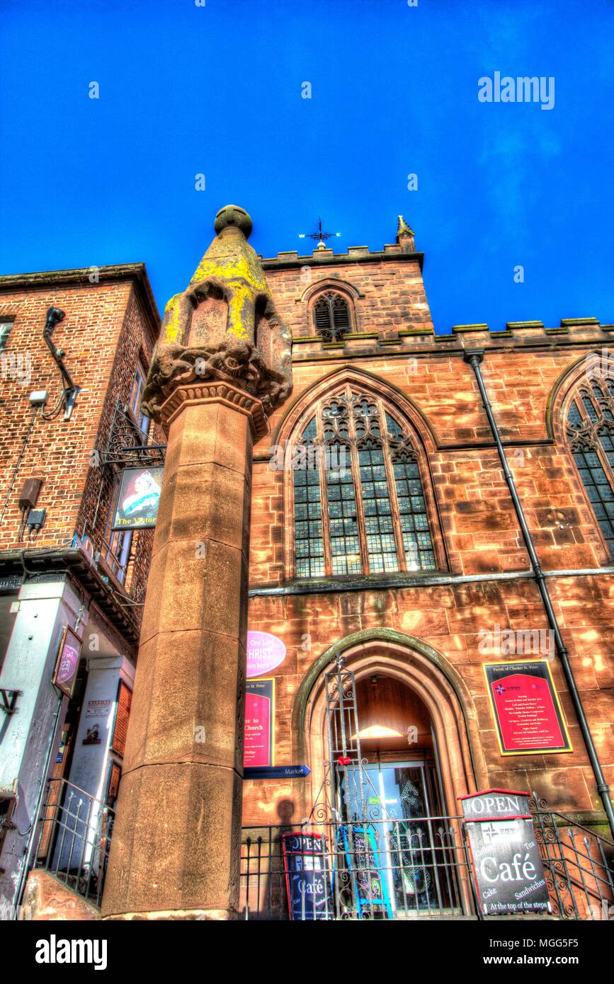 City of Chester, England. Artistic view of the 14th century Chester ...