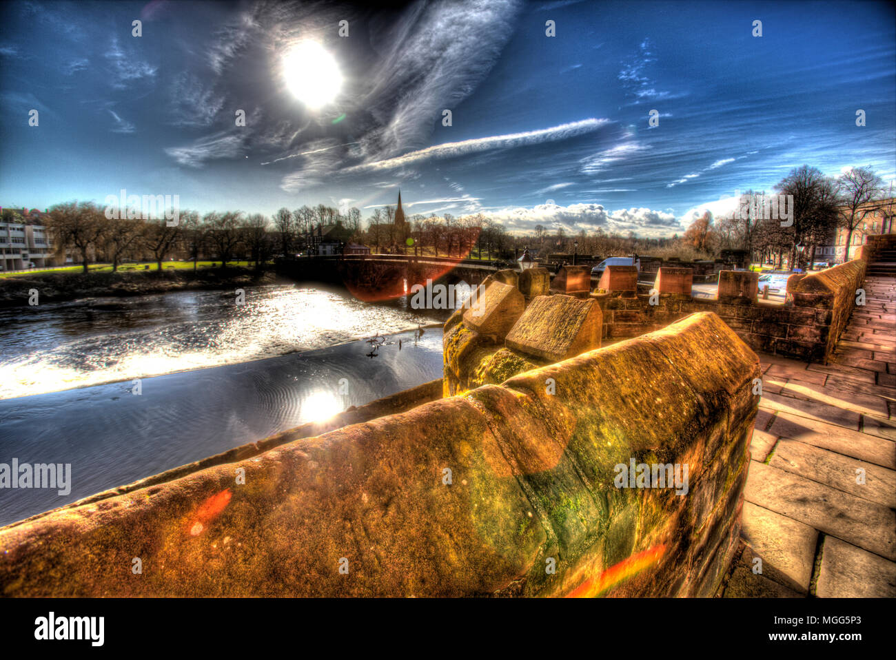 City of Chester, England. Artistic silhouette of Chester’s medieval Old ...