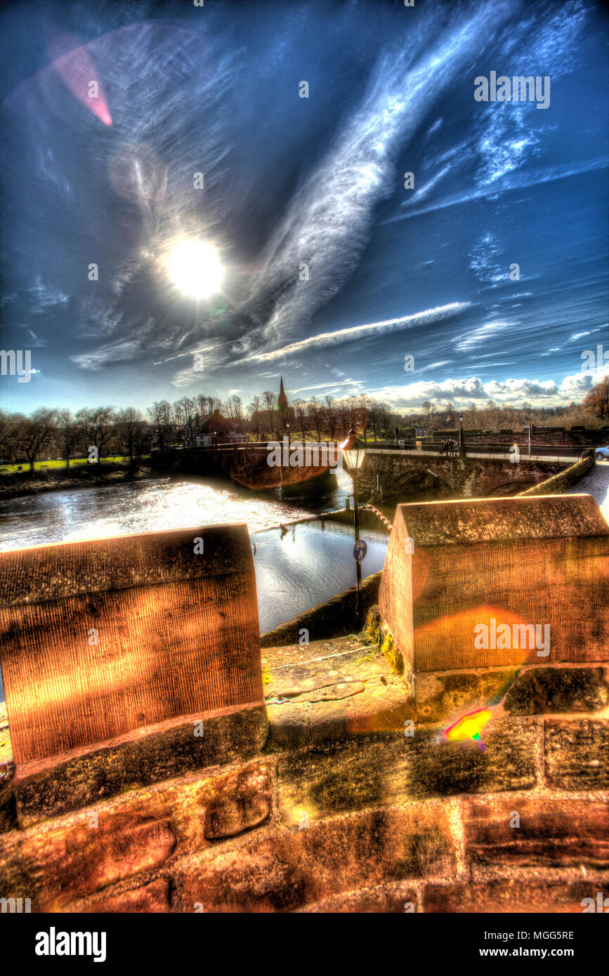 City of Chester, England. Artistic silhouette of Chester’s medieval Old ...