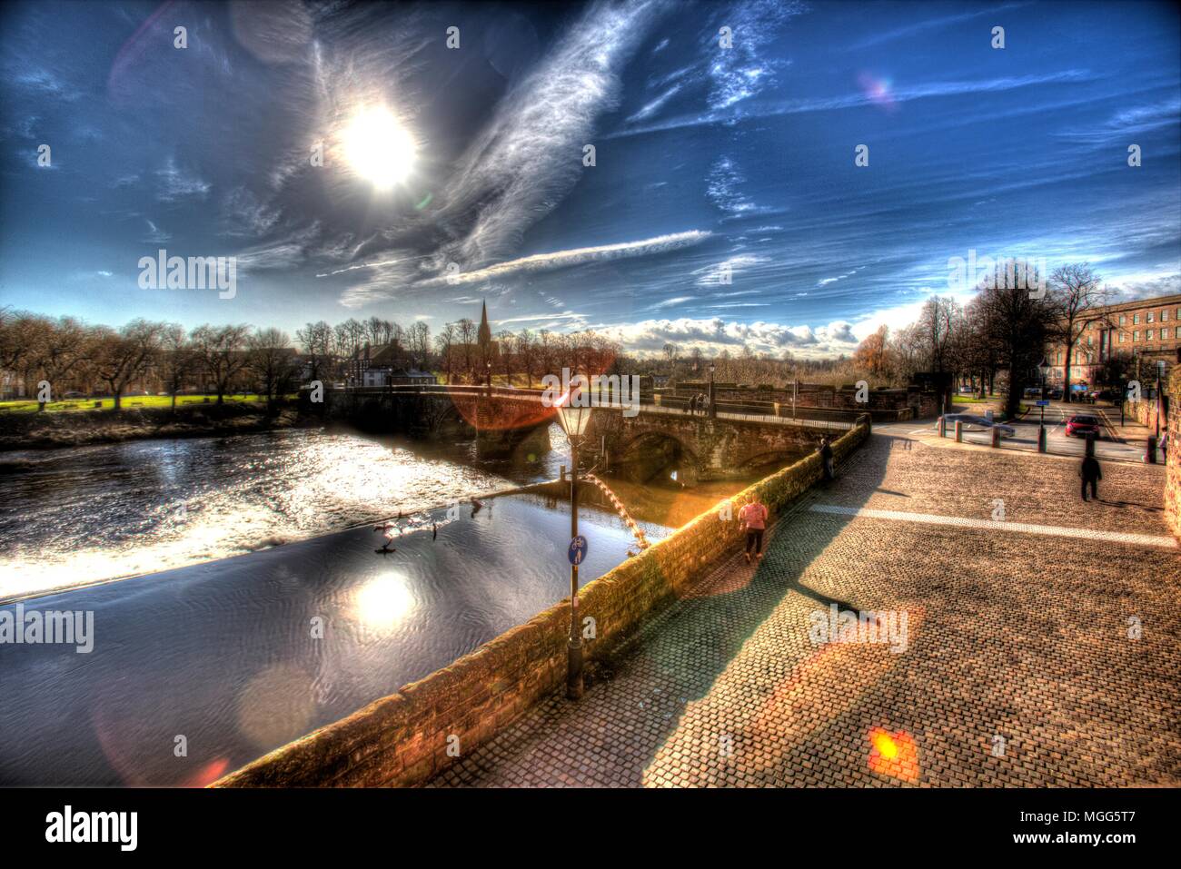 City of Chester, England. Artistic silhouette of Chester’s medieval Old ...