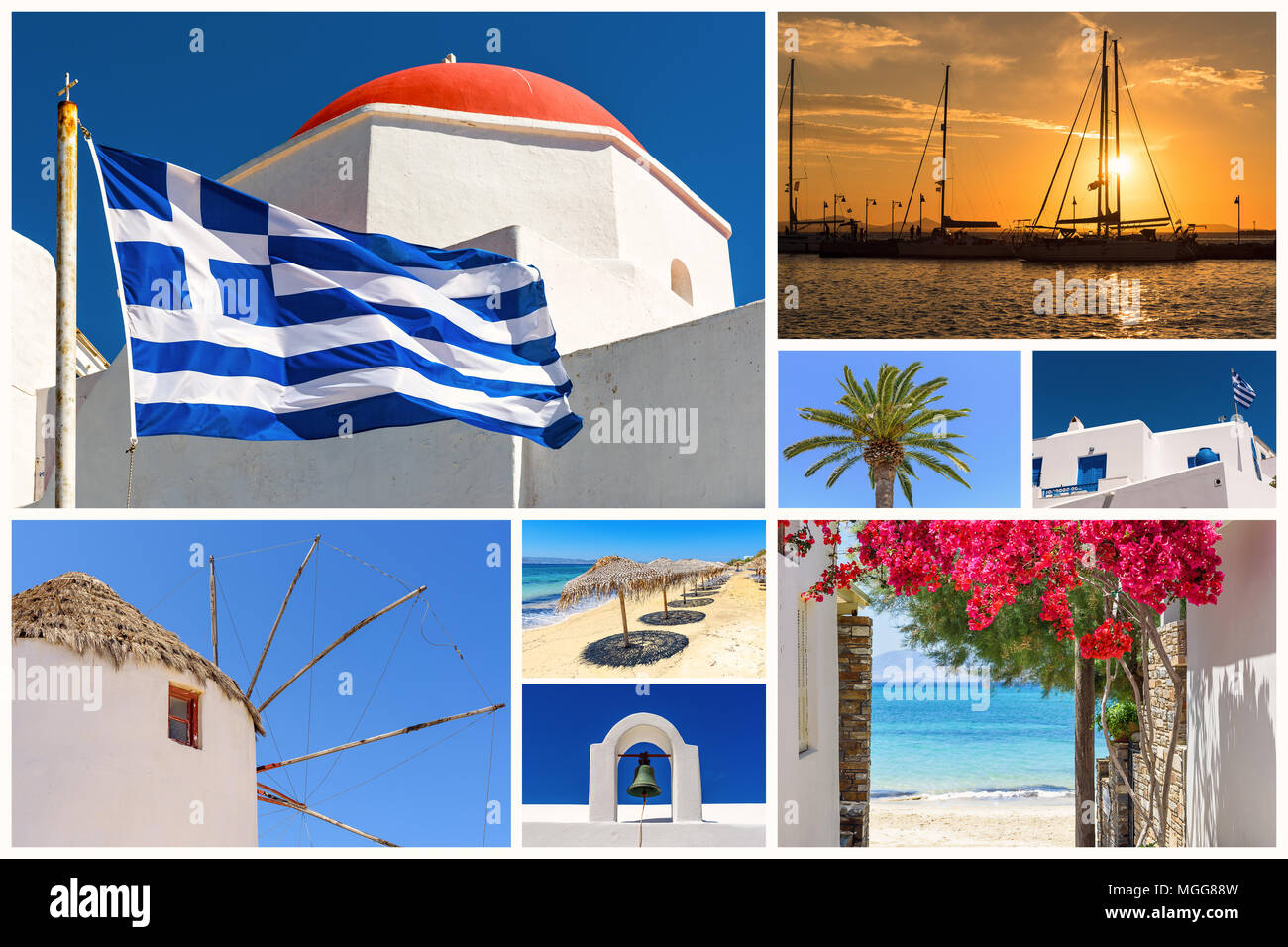 Collage of images from Cyclades islands. Greece Stock Photo - Alamy