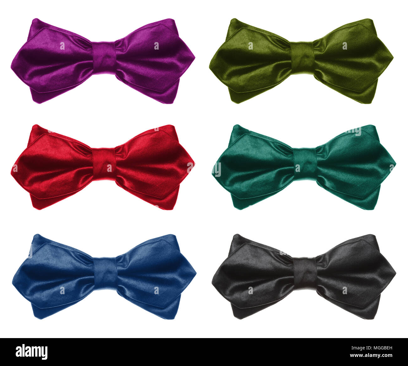 Collection of color bow tie. Isolated on white Stock Photo - Alamy