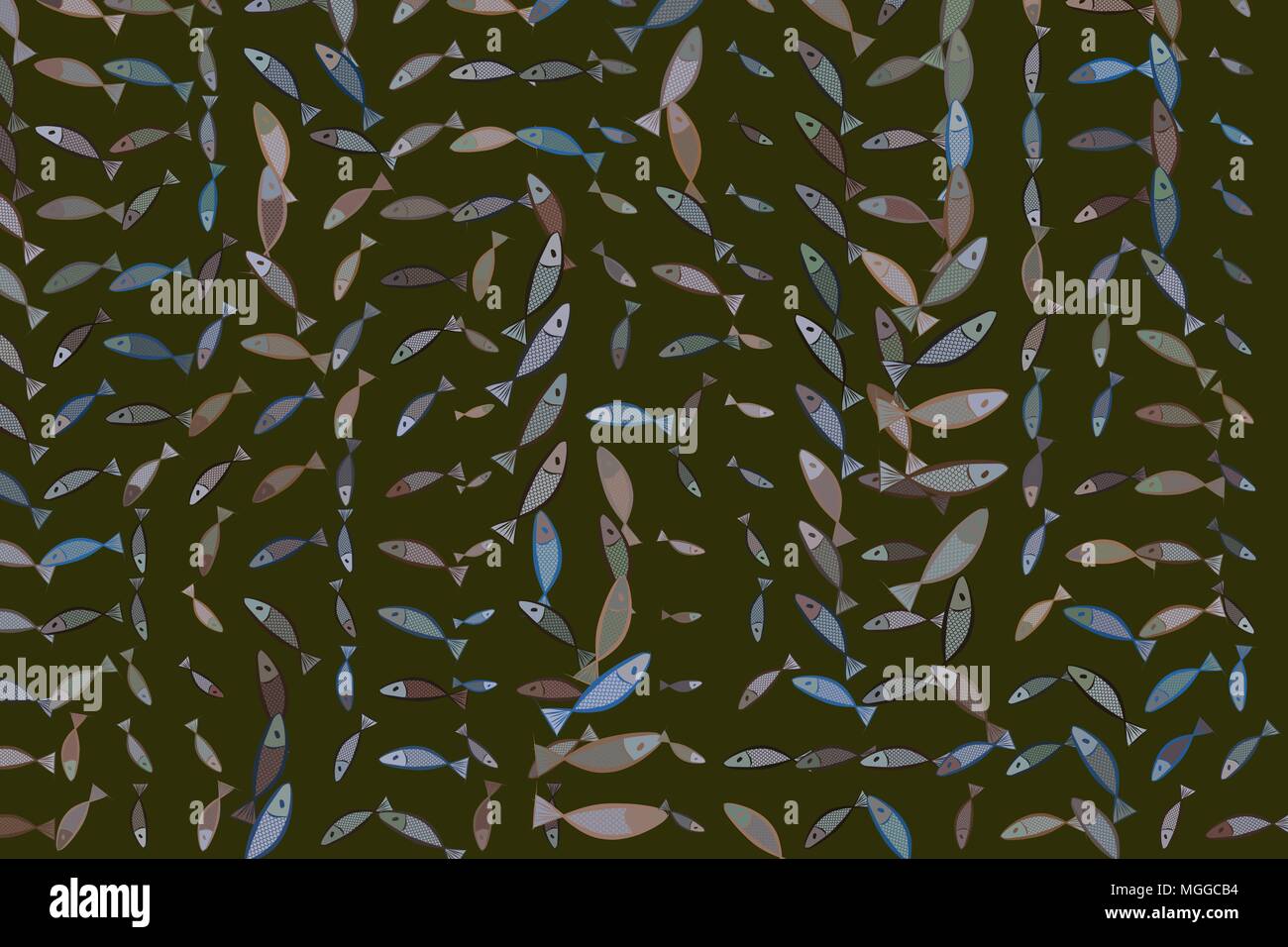 Abstract illustrations of fish, conceptual pattern. Good for design ...