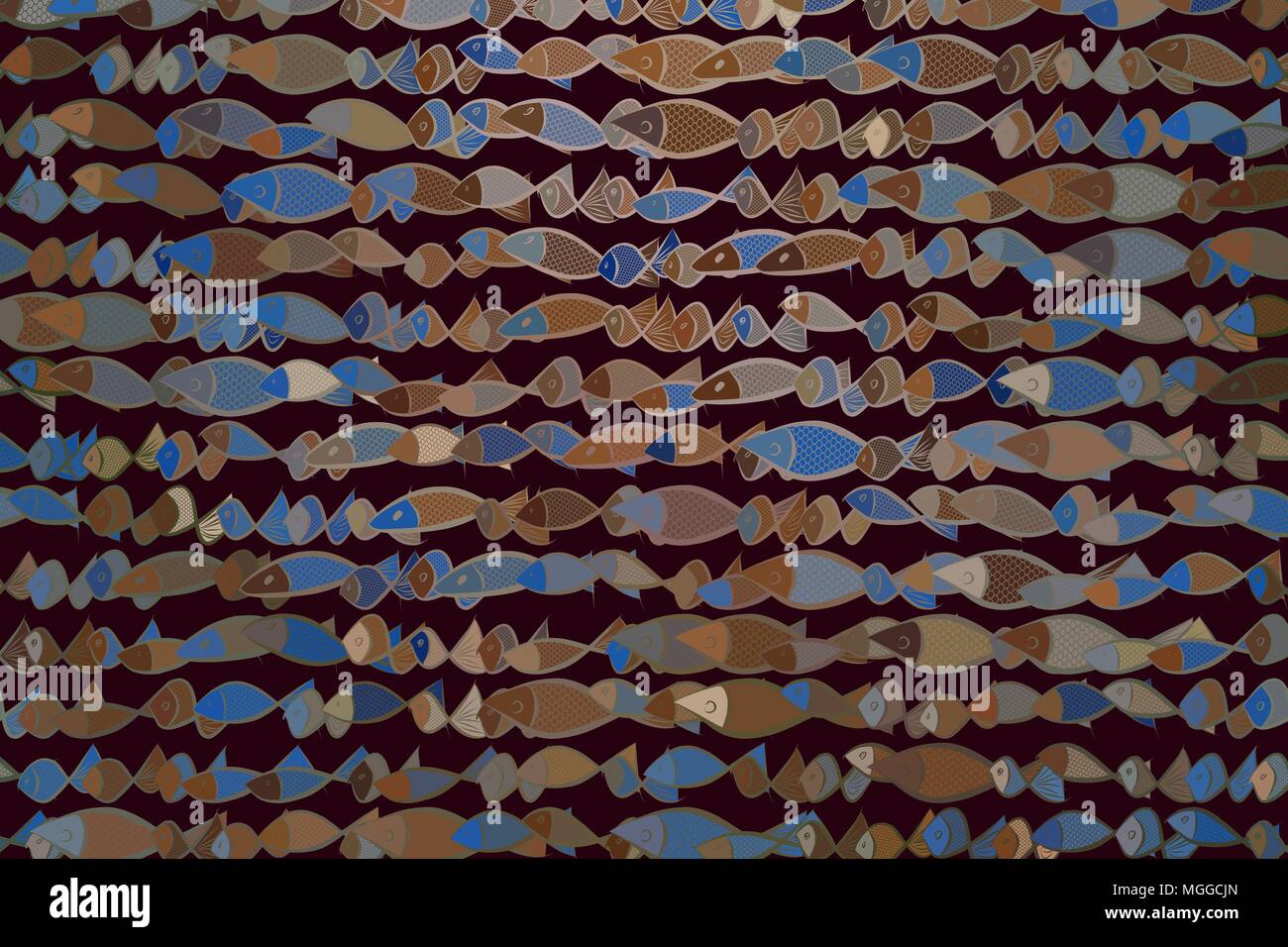 Abstract illustrations of fish, conceptual pattern. Good for design ...