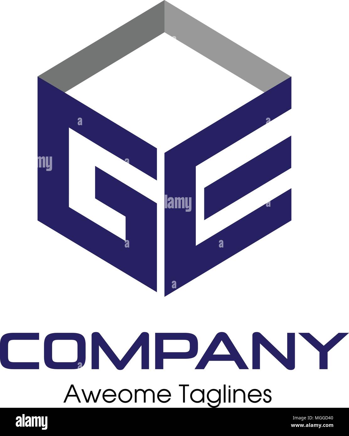 GE letter with box 3d style Business design template logo icon Stock ...