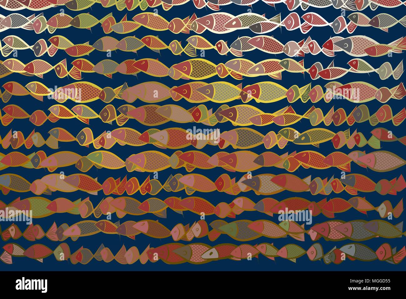 Abstract fish illustrations background pattern. Vector graphic Stock ...