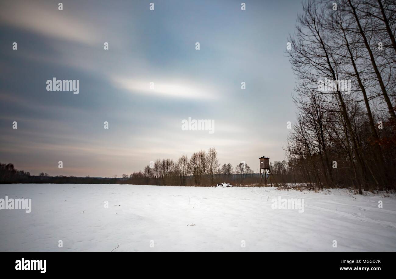 Winter landscape photographed with long exposure. Natural wild ...