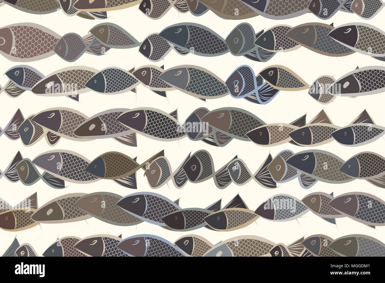 Abstract illustrations of fish, conceptual pattern. Good for design ...