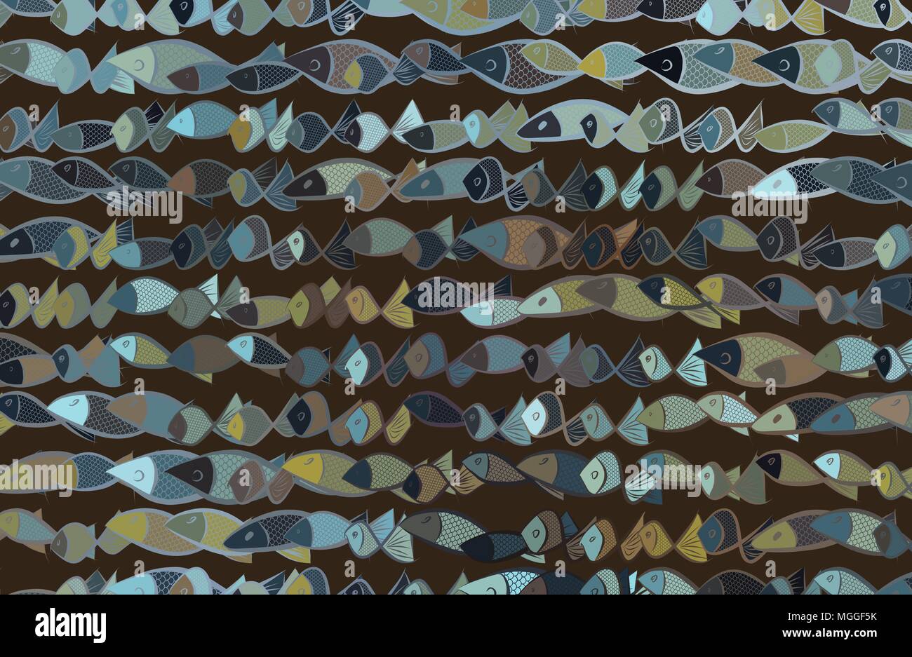 Abstract illustrations of fish, conceptual pattern. Good for design ...