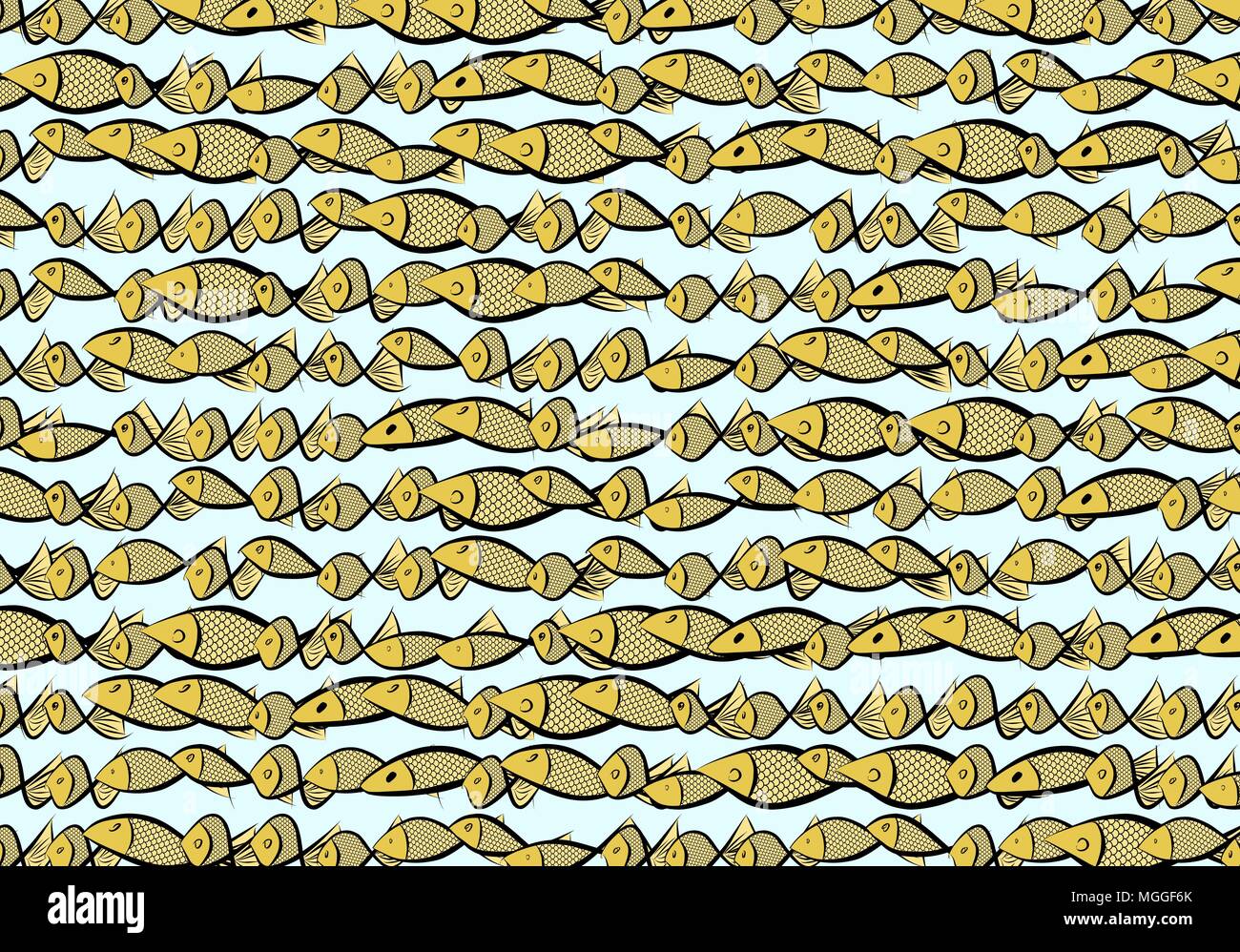 Abstract illustrations of fish, conceptual pattern. Good for design ...