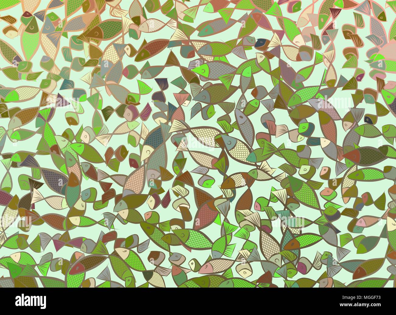 Abstract illustrations of fish, conceptual pattern. Good for design ...