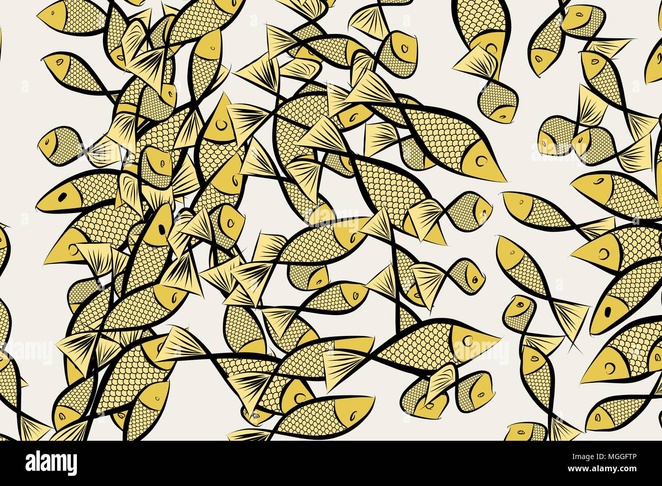 Color fish illustrations background, hand drawn. Vector graphic Stock ...