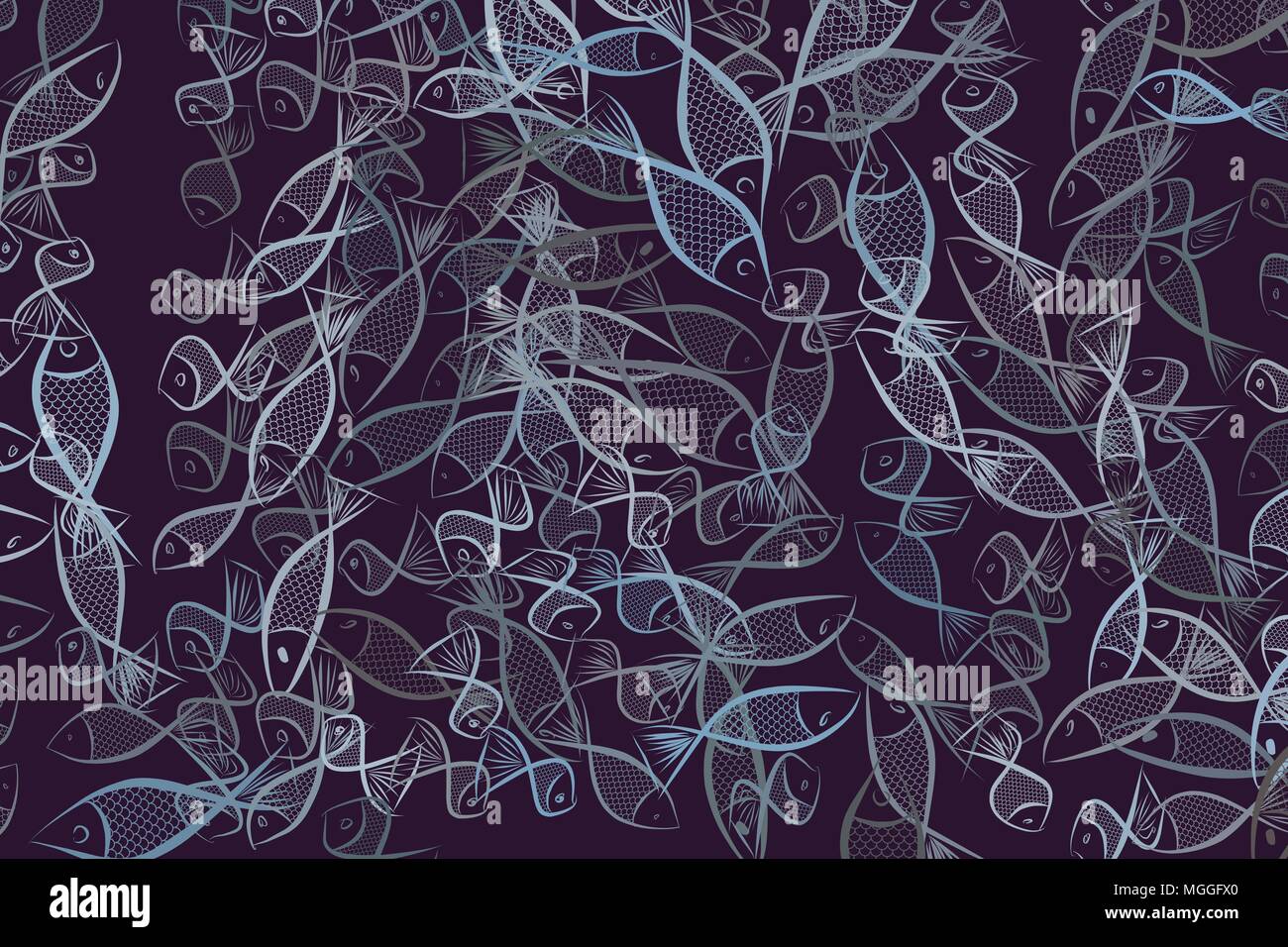 Abstract illustrations of fish, conceptual pattern. Good for design ...