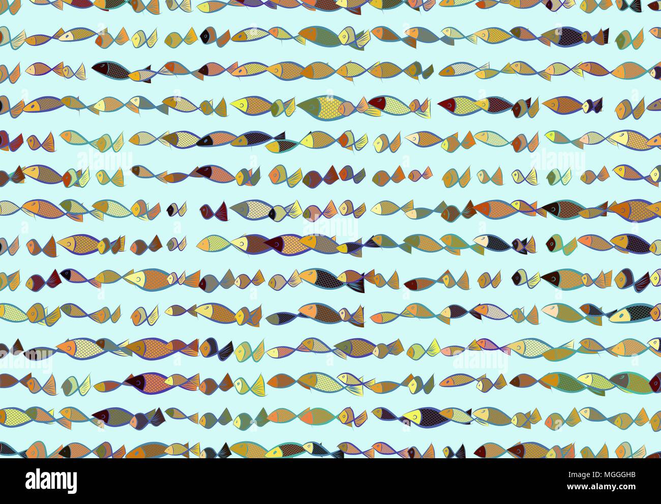 Abstract illustrations of fish, conceptual pattern. Good for design ...