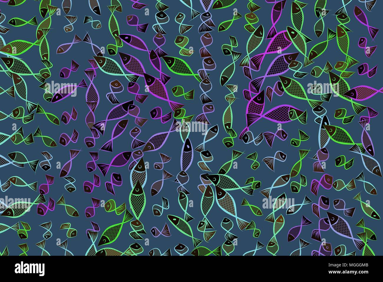 Abstract illustrations of fish, conceptual pattern. Good for design ...