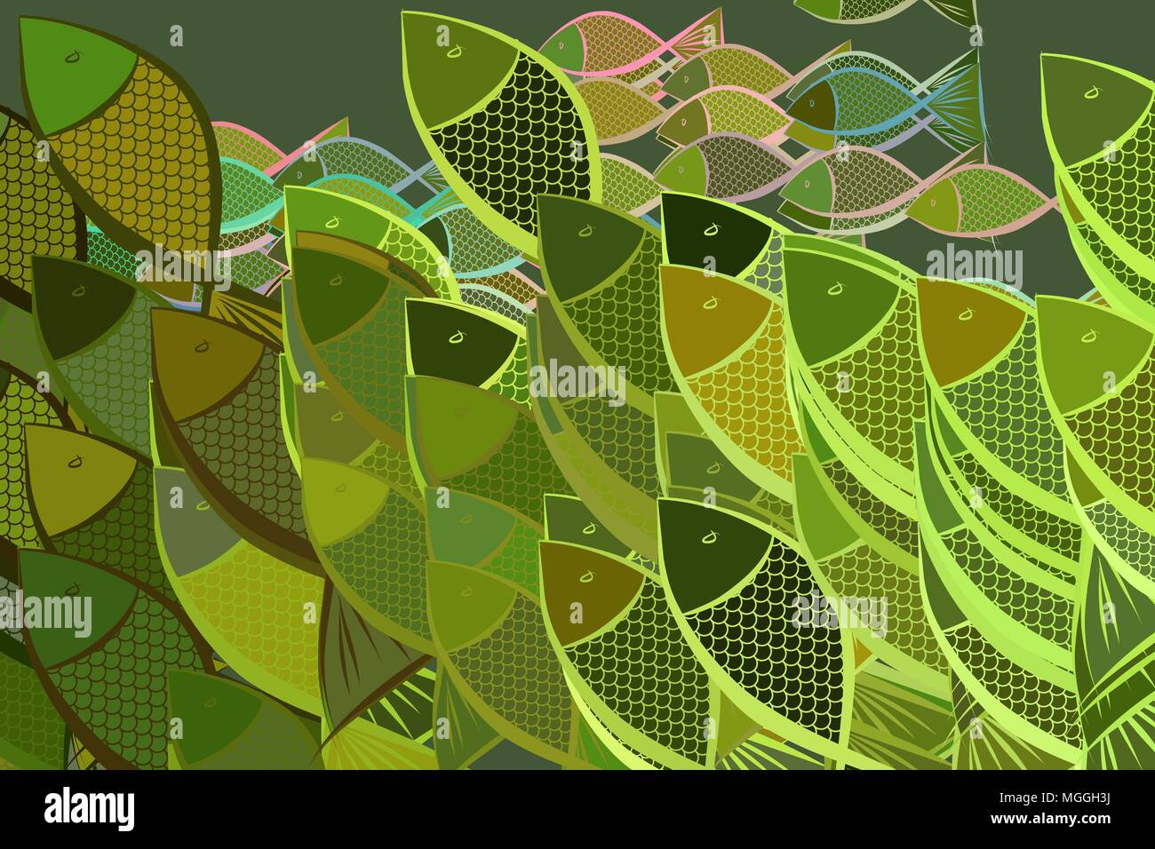 Hand drawn fish illustrations background, good for graphic design ...