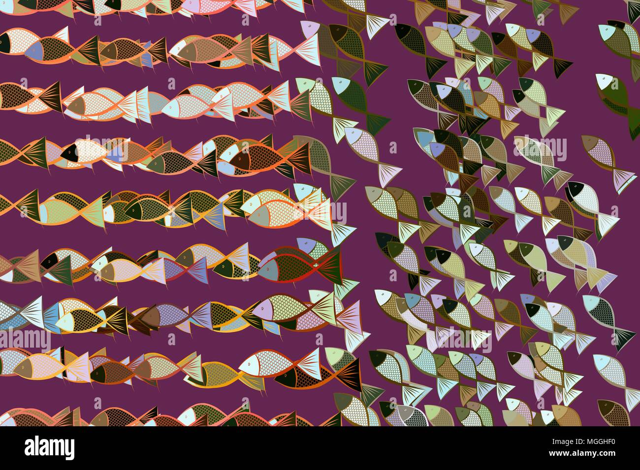 Abstract illustrations of fish, conceptual pattern. Good for design ...