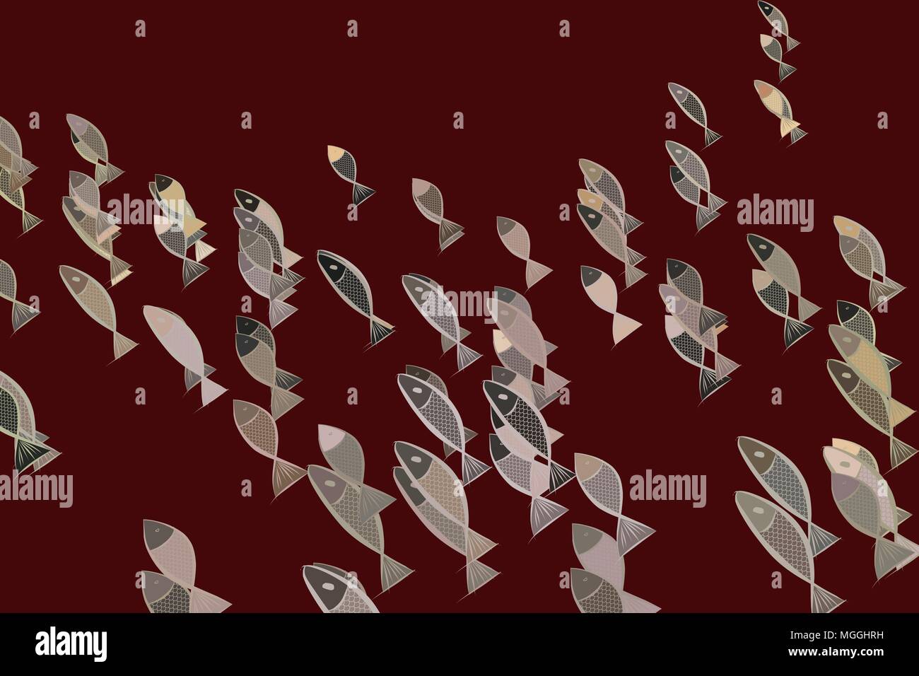 Abstract illustrations of fish, conceptual pattern. Good for design ...