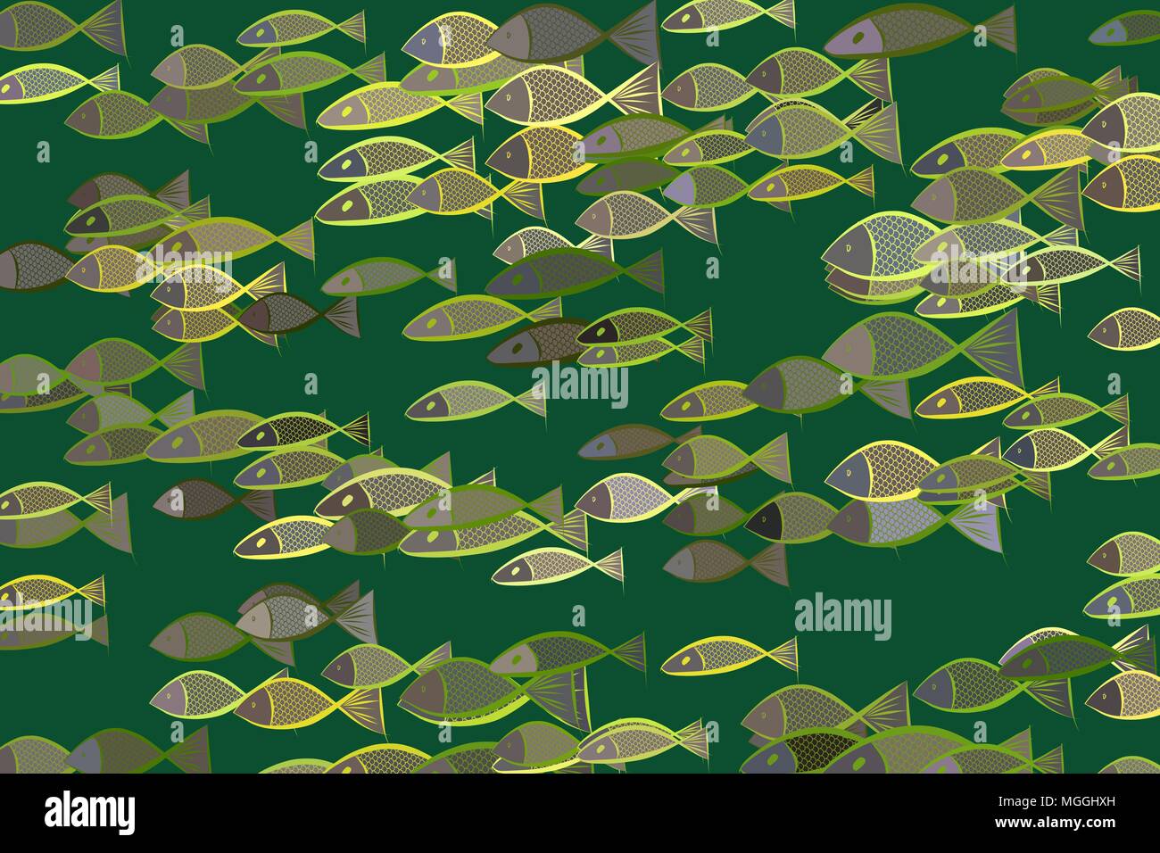 Color fish illustrations background, hand drawn. Vector graphic Stock ...