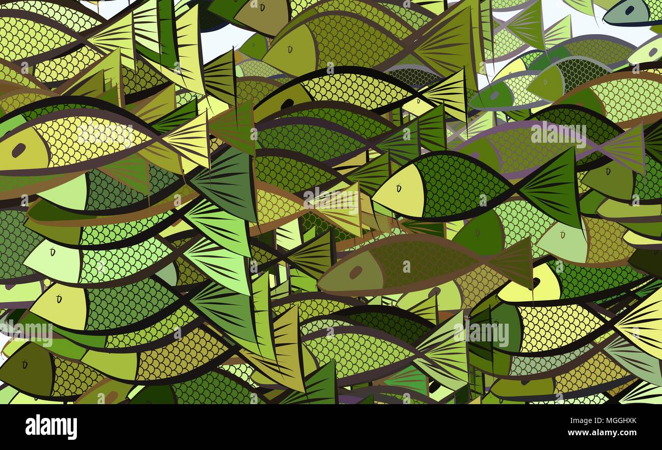 Abstract fish illustrations background pattern. Vector graphic Stock ...