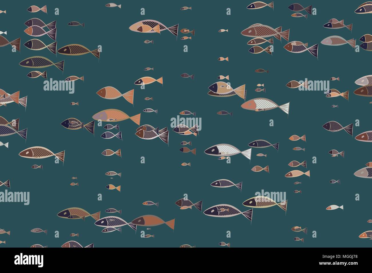 Abstract illustrations of fish, conceptual pattern. Good for design ...