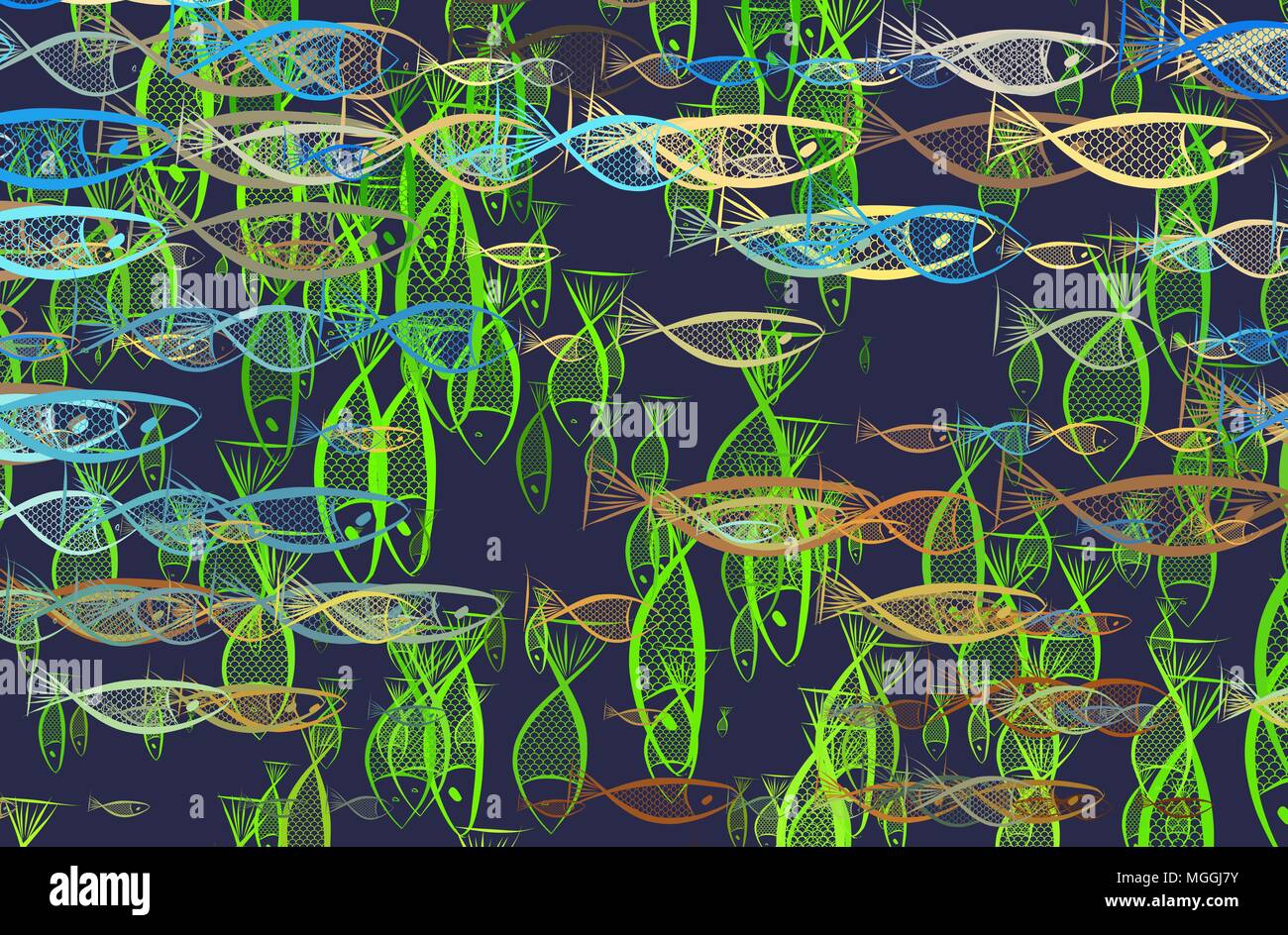 Hand drawn fish illustrations background, good for graphic design ...