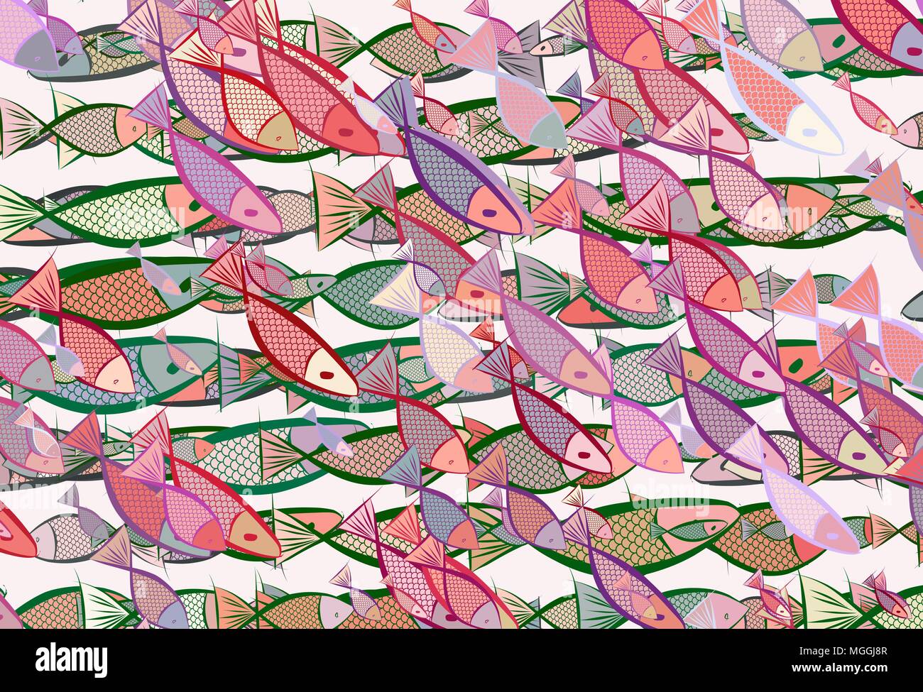 Hand drawn fish illustrations background, good for graphic design ...