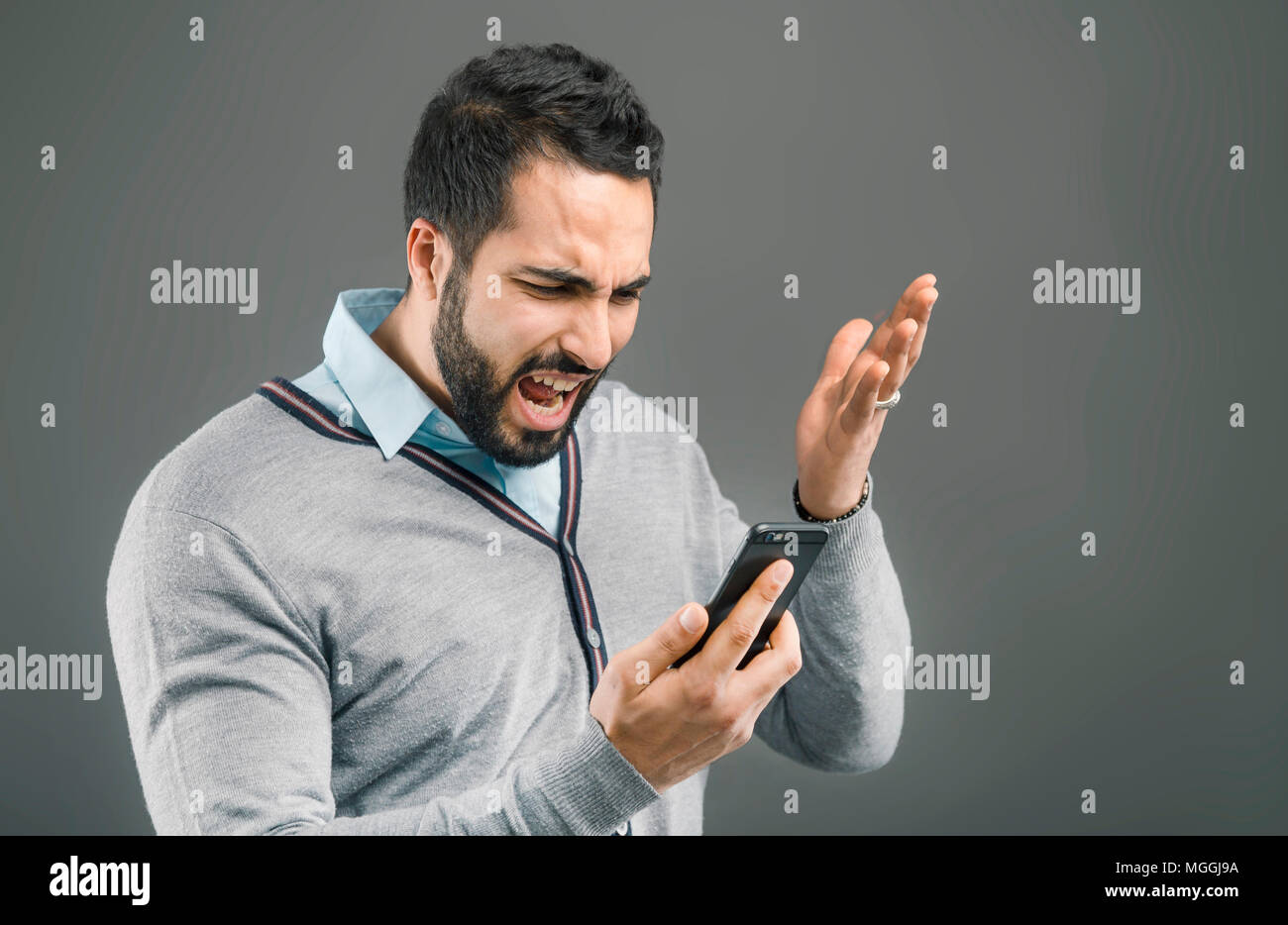 Man Angry with Phone Stock Photo - Alamy