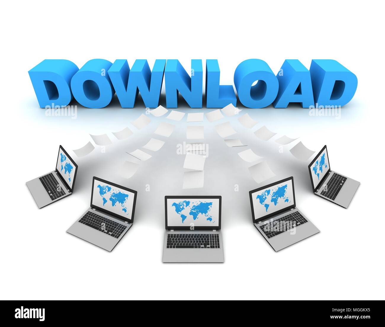 download and laptops data transfer 3d concept illustration isolated on ...