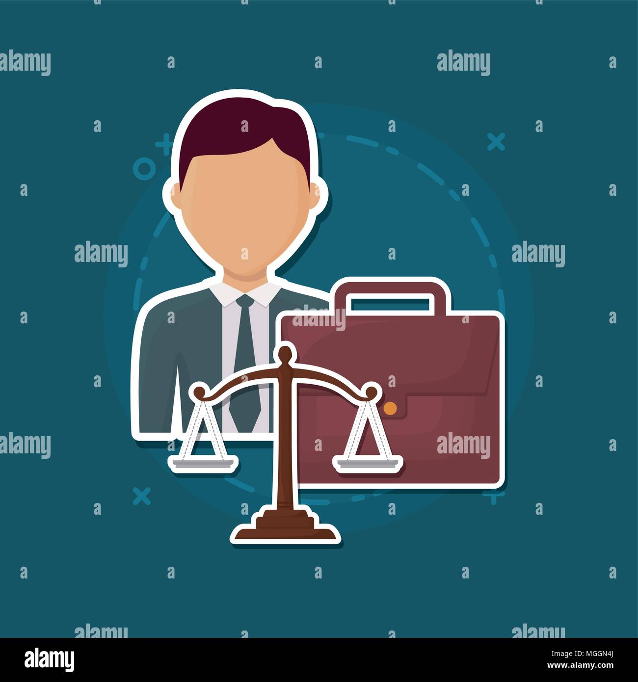 avatar lawyer with business portfolio and scale over blue background ...