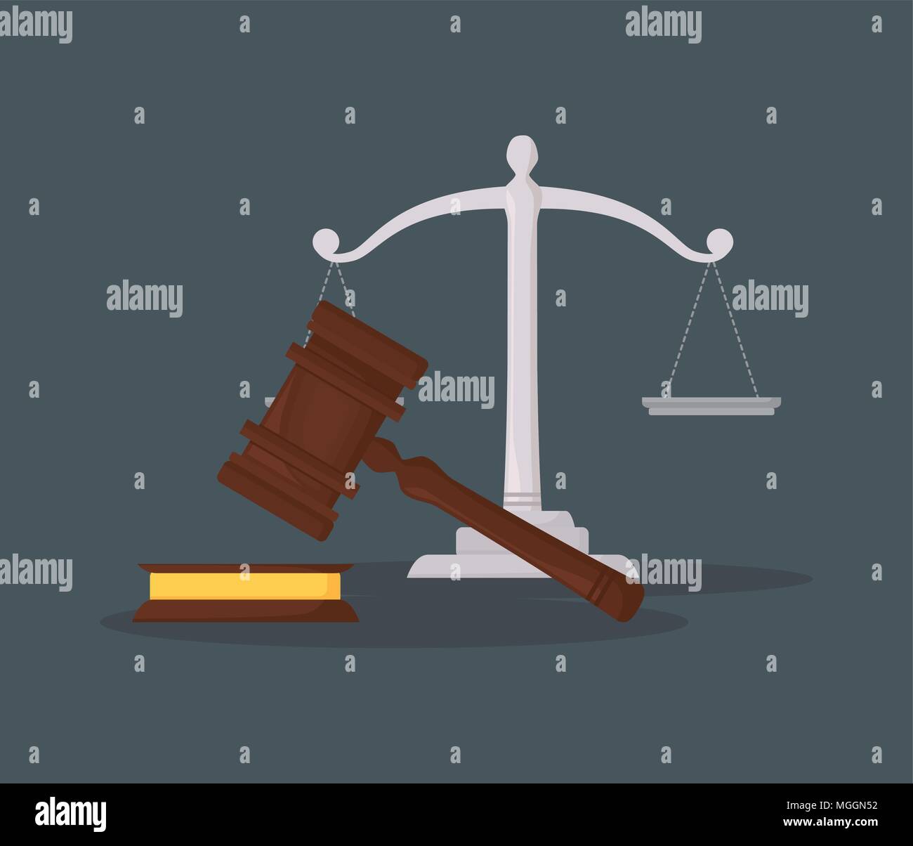 law scale and gavel over gray background, colorful design. vector ...