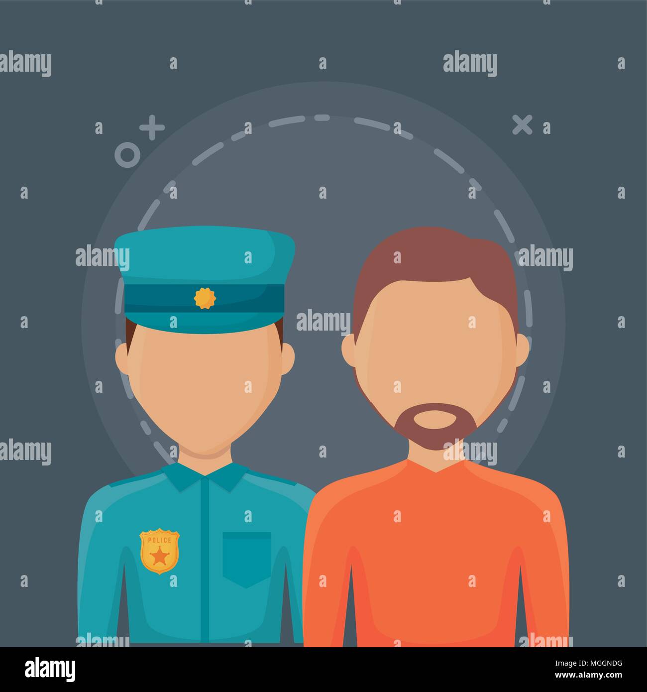avatar police man and man over gray background, colorful design. vector ...