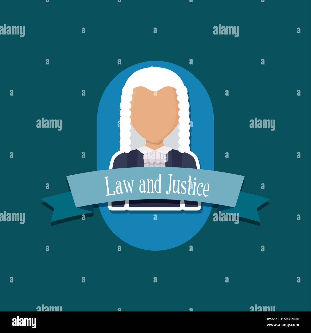 emblem of law and justice concept with avatar judge man icon over blue ...