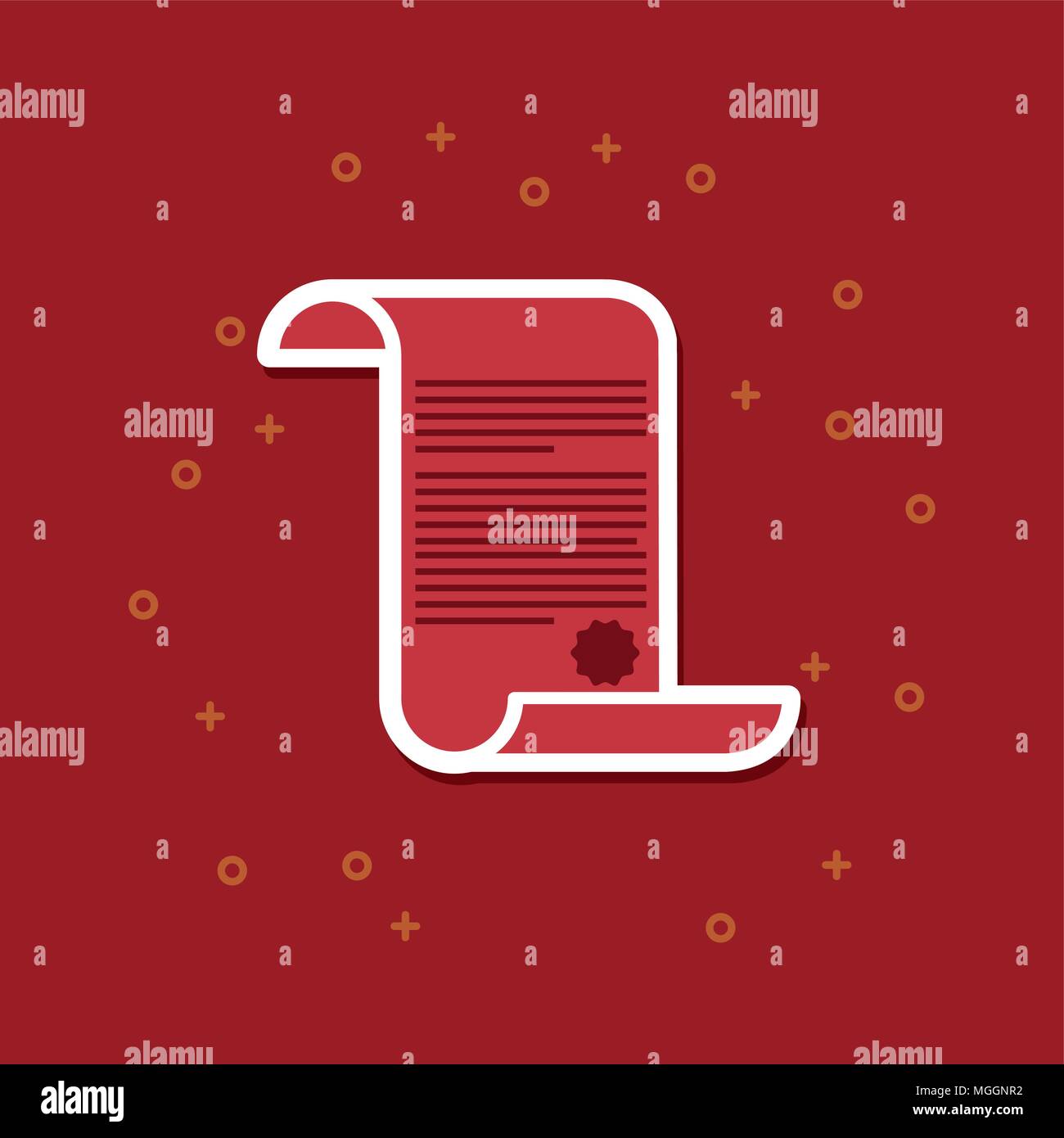 contract document icon over red background, colorful line design ...