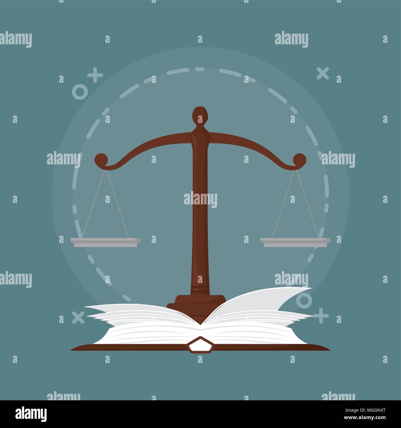 law scale and book over blue background, colorful design. vector ...