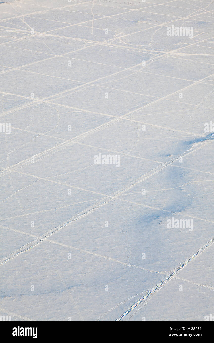 Geological prospecting grid in winter tundra, aerial view Stock Photo ...