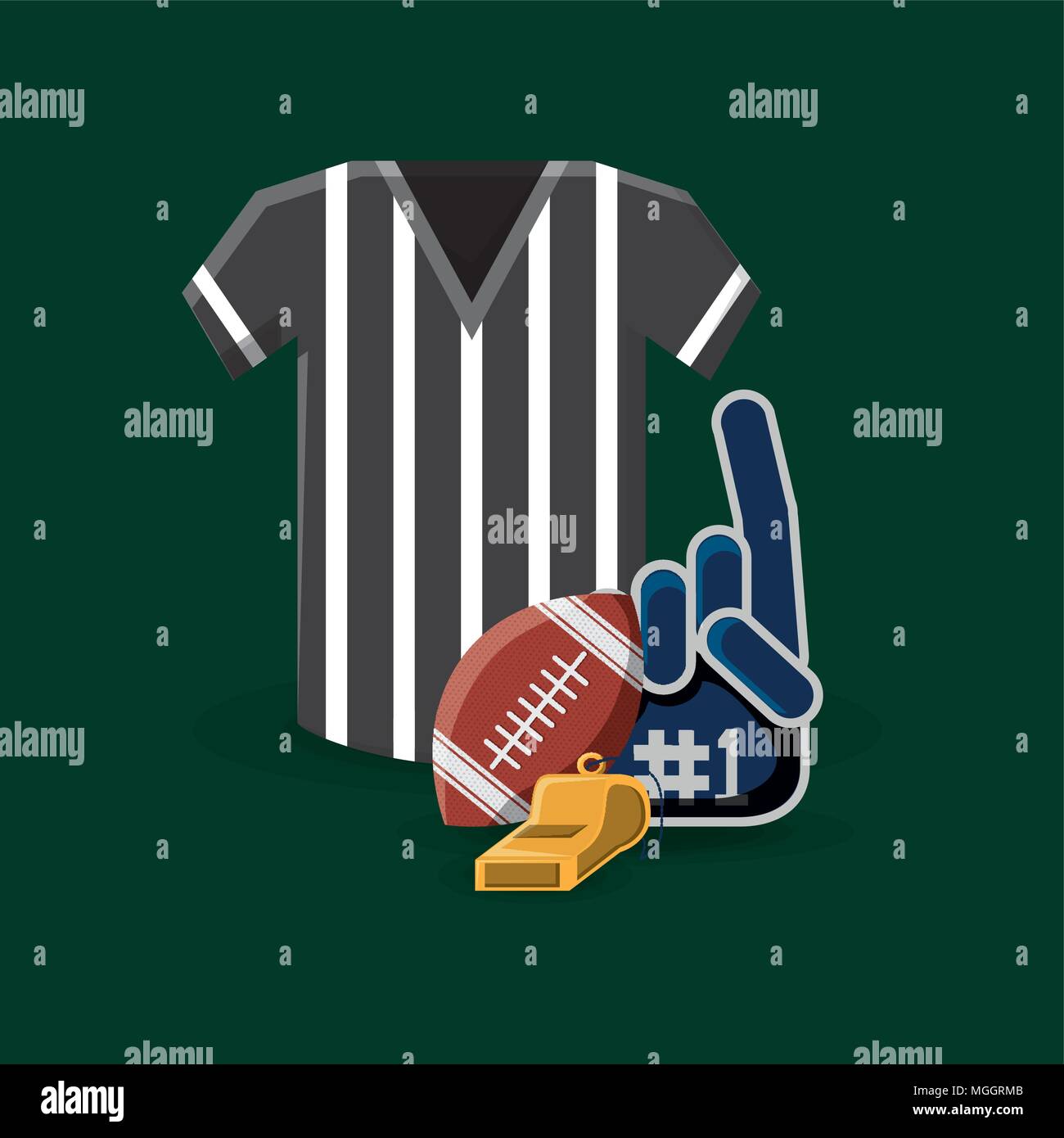 referee jersey and american football related icons over green ...