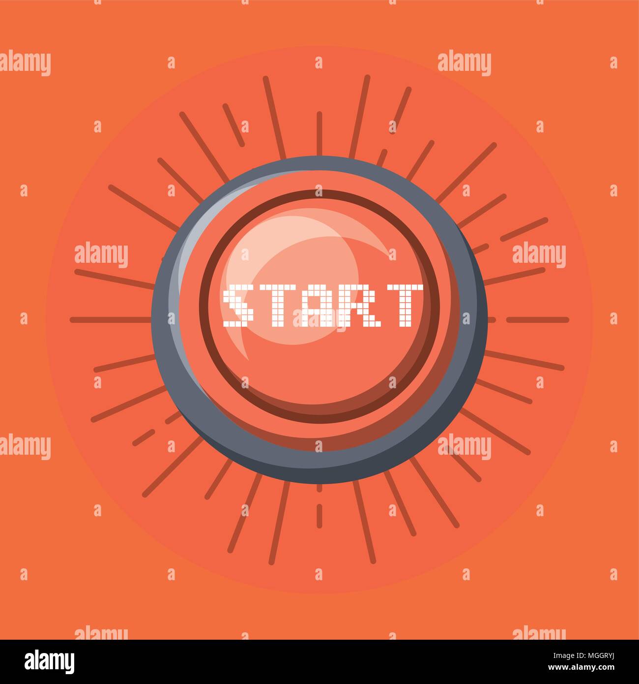 start button icon over red background, colorful design. vector ...