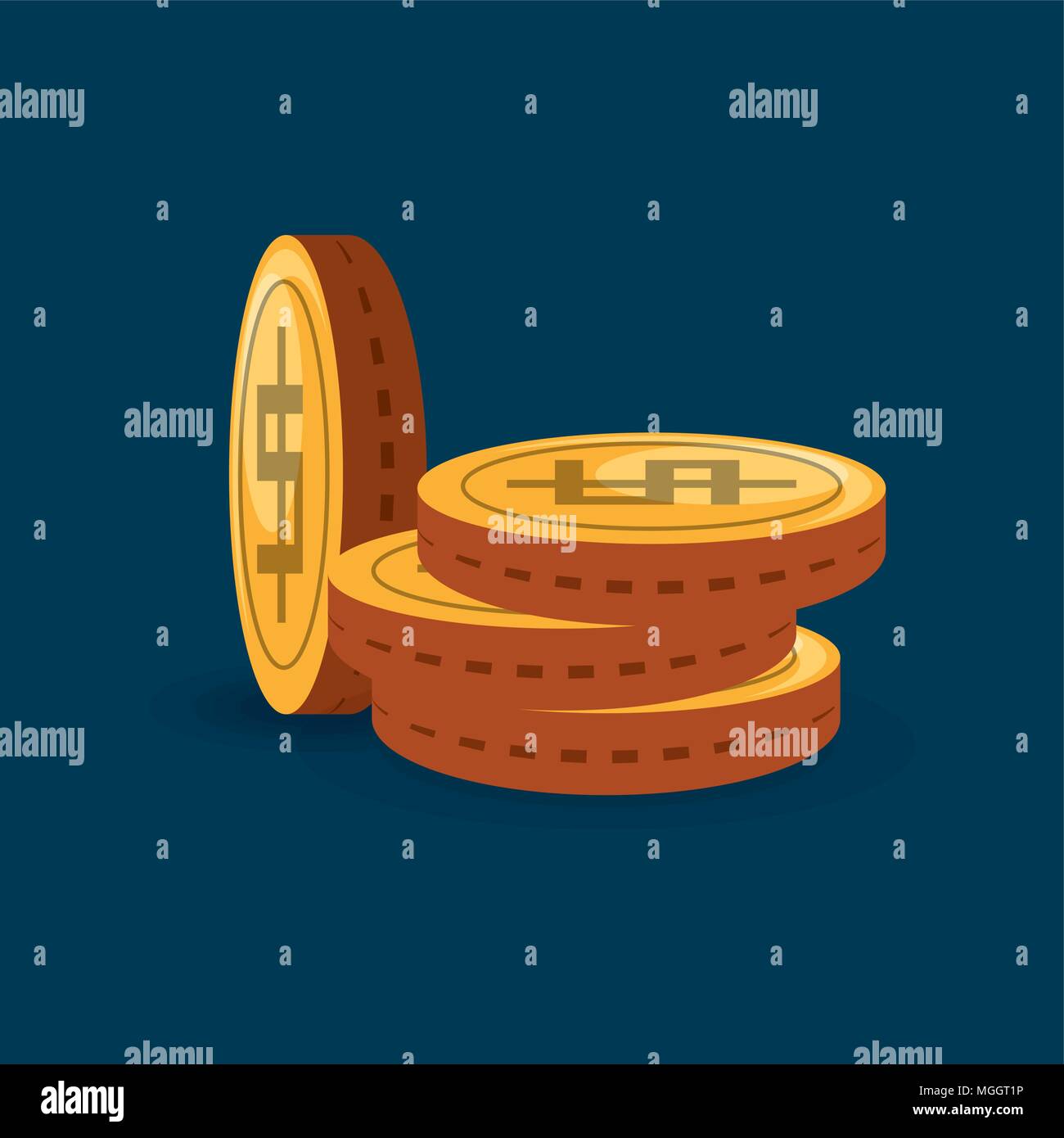 stack of money coins over background, colorful design. vector ...